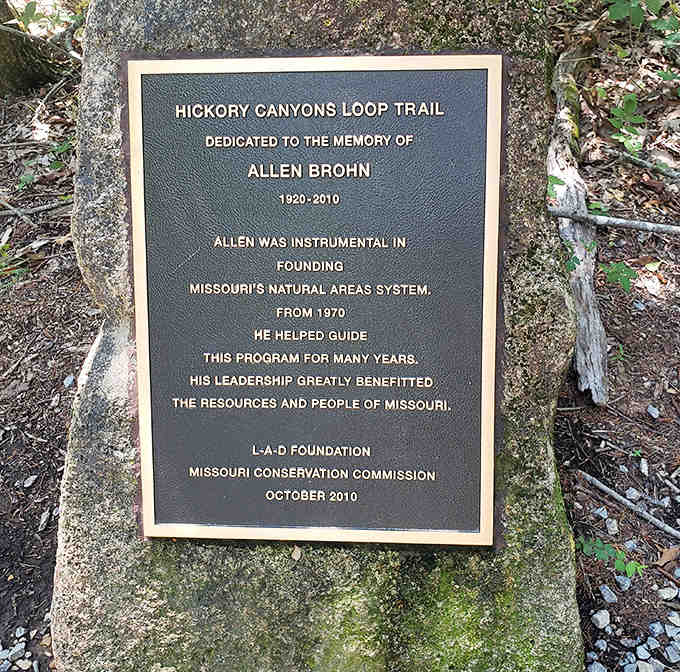 The loop trail honors those who helped preserve Missouri's natural treasures, ensuring future generations can experience this beauty.
