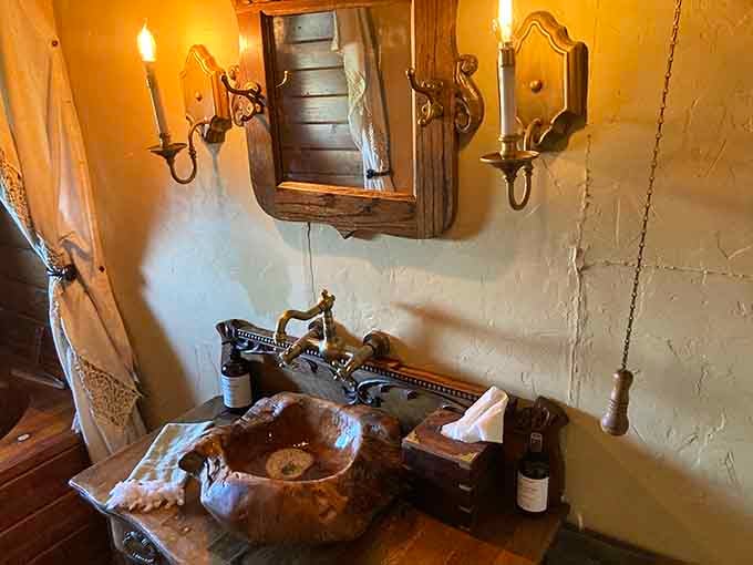 The bathroom proves you can have fantasy and function living together in perfect harmony.