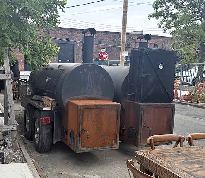 Those massive smokers parked outside work harder than most people, running all day to create barbecue magic for Brooklyn.