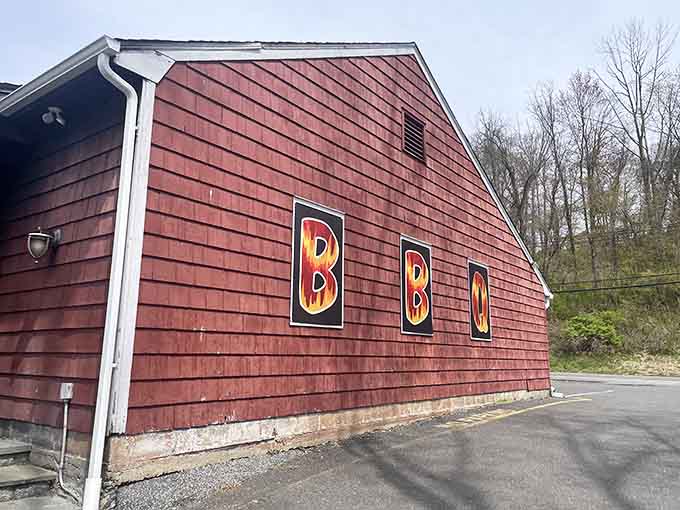 Those bold BBQ letters on the barn announce to the world that something special is happening right here.