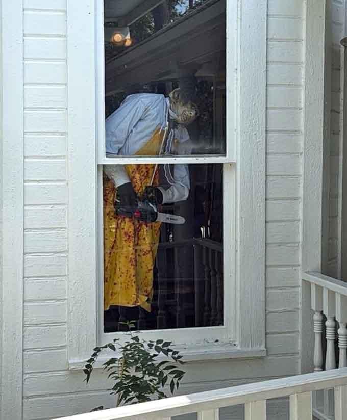 Leatherface himself greets visitors through the window, adding just enough creepy charm without crossing into genuinely terrifying territory here.