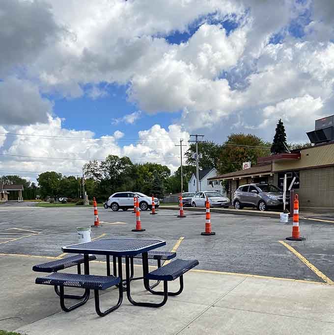 Drive-thru lane ready for action, because sometimes you want nostalgia without leaving your car's comfortable seat.