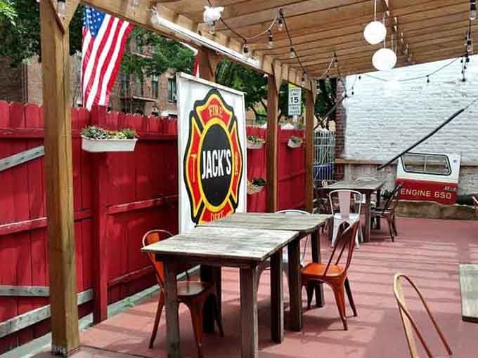 The outdoor patio offers fresh air, Americana vibes, and the perfect spot for warm weather dining and people-watching.