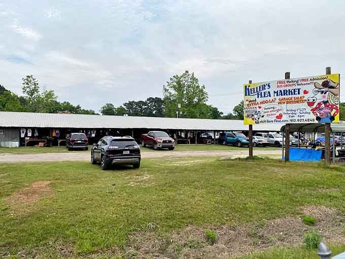 That cheerful signage welcomes you to a place where bargain hunting becomes an actual weekend adventure.