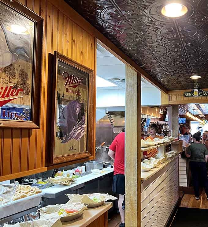 Behind the scenes where the magic happens, turning simple ingredients into the burgers people drive across town to eat.