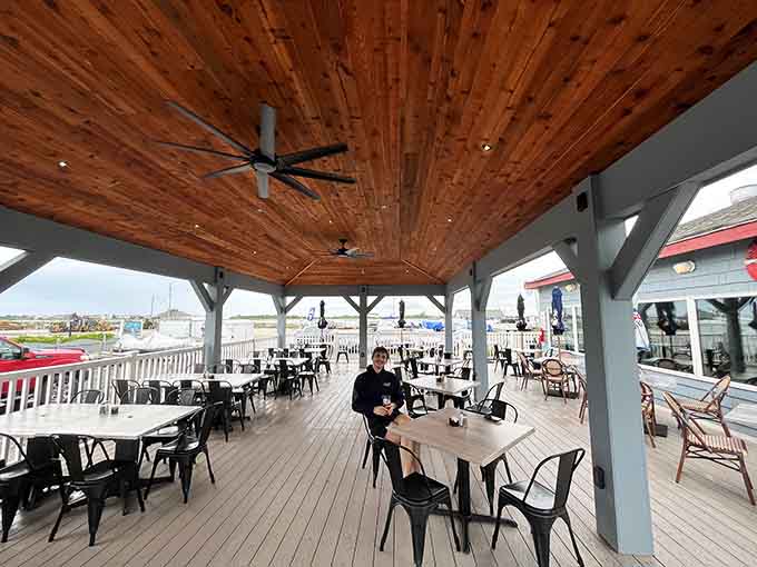 Outdoor seating with a view lets you enjoy fresh seafood with fresh air, the perfect combination for a memorable meal by the water.