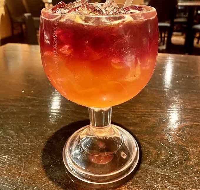 A refreshing sangria catches the light beautifully and pairs perfectly with spicy enchiladas on a hot El Paso afternoon.