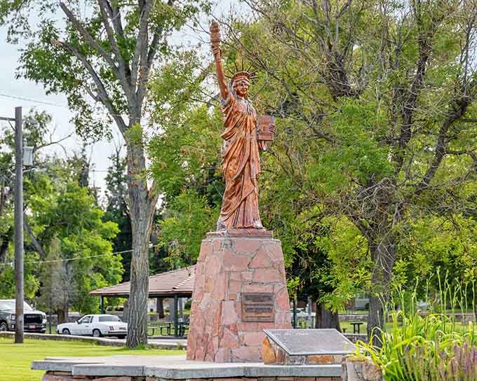 Even Lady Liberty found her way to La Junta, proving freedom includes reasonable cost of living.