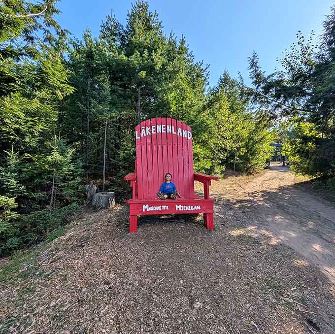 The world's most welcoming chair invites you to sit, though you might need a ladder to actually reach it.