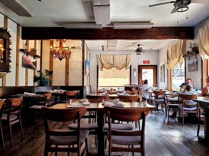 The view from inside looking out reminds you that sometimes the best journeys happen without leaving your dinner table.