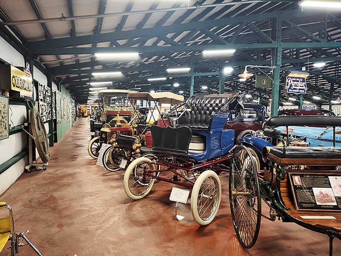 Early automobiles with bicycle-thin wheels remind us that driving once required genuine courage and excellent balance.