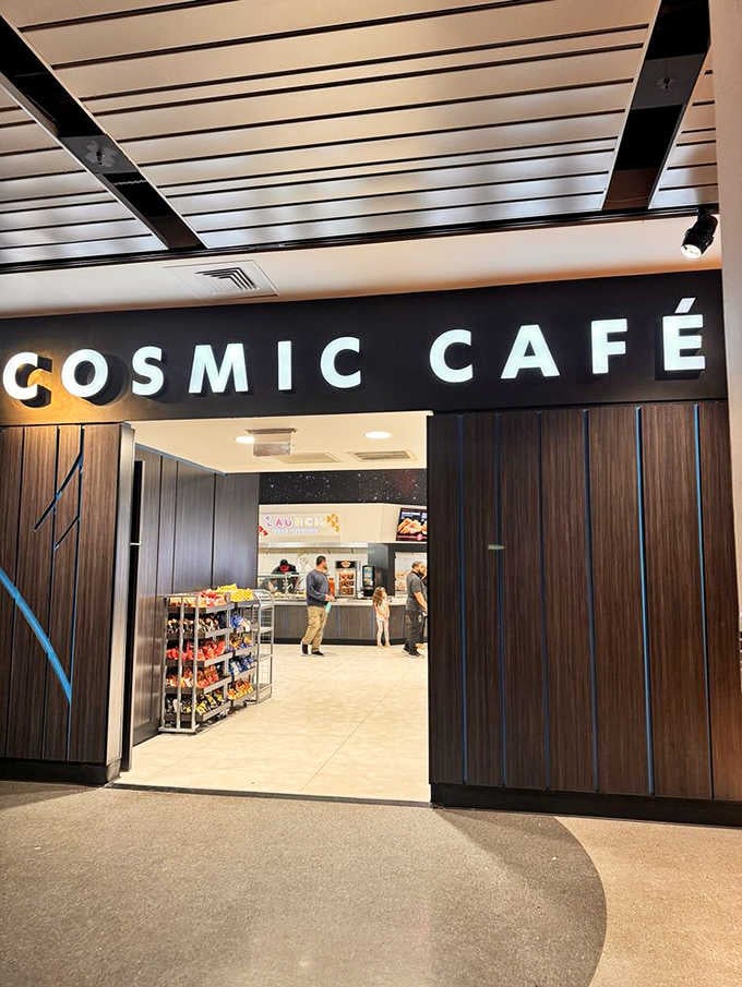 The Cosmic Cafe serves fuel for your earthly body before you blast off to explore more exhibits and universal mysteries ahead.
