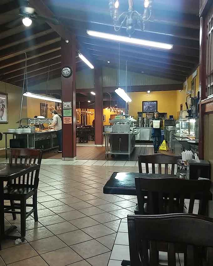 The view toward the buffet area from your table serves as constant motivation and gentle temptation combined.