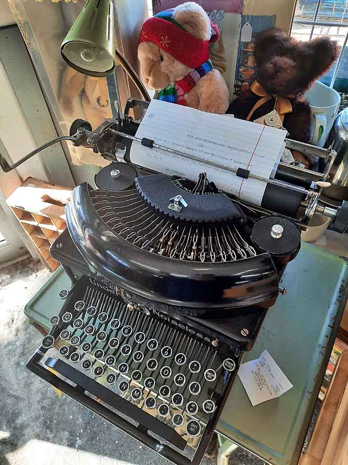An old typewriter sits ready, making you wonder what stories it helped tell before computers existed.
