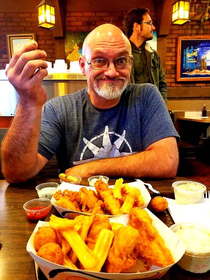 The face of someone who just realized they ordered the perfect amount of food (which is everything).