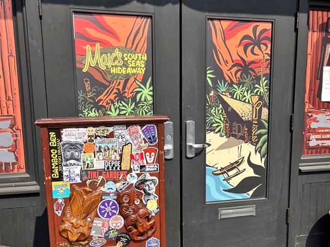 Even the hostess stand commits fully to the theme, because half measures are for amateurs.