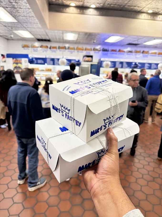 Those stacked boxes represent someone's excellent life choices, probably heading to the best party in Boston tonight.