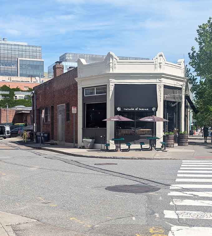 Classic architecture meets modern Cambridge energy on this corner where science-loving locals have found their perfect gathering spot for years.