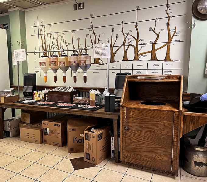 The sauce station stands ready like a condiment command center, offering flavor customization for every barbecue preference.