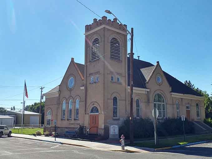 The First Christian Church anchors the community with architecture that demands respect, not Instagram likes.