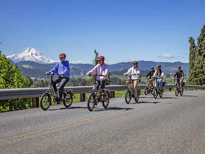 Bike tours with Mount Hood as your backdrop, proving that some views are worth working up an appetite for.