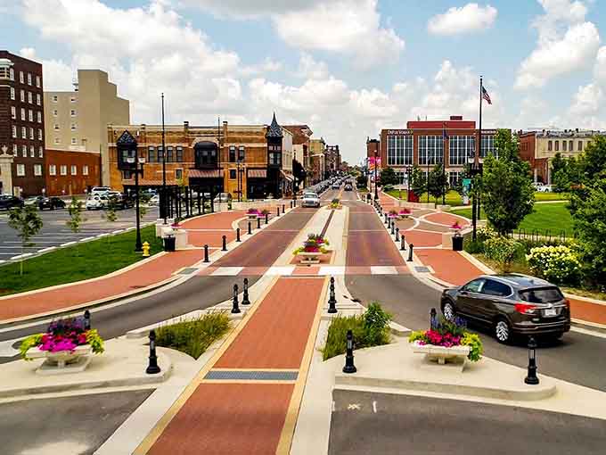 Walnut Street's pedestrian-friendly design invites actual walking, a revolutionary concept in car-dependent America.