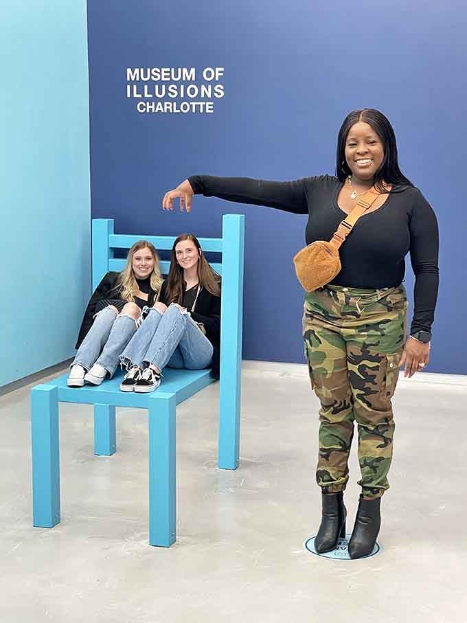 Perspective makes liars of us all, especially when chairs and people refuse to follow size rules.