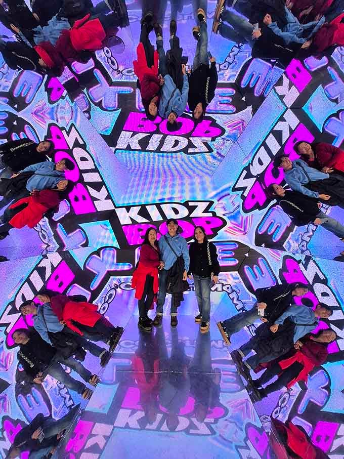 Multiple reflections turn three friends into a small army, perfect for faking popularity on social media.