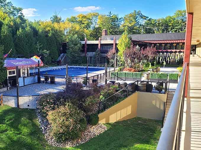 New Hope Inn & Suites offers pool views that make you reconsider your definition of necessary vacation amenities entirely.