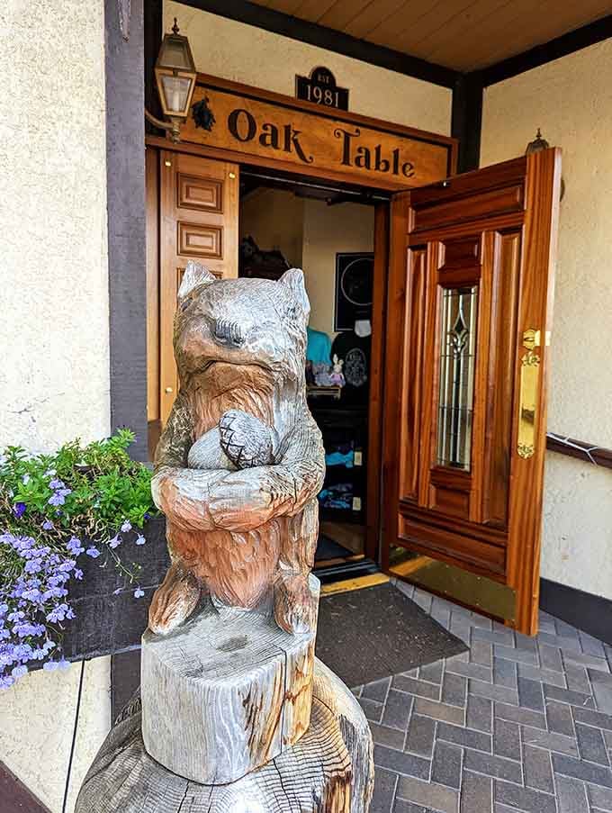 That carved wooden statue standing guard at the entrance has seen more pancake orders than most of us have had hot dinners.