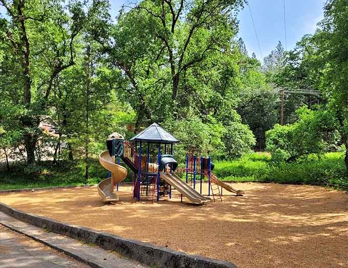 Lumsden Park's playground equipment won't win design awards, but it'll tire out your kids better than any iPad ever could.