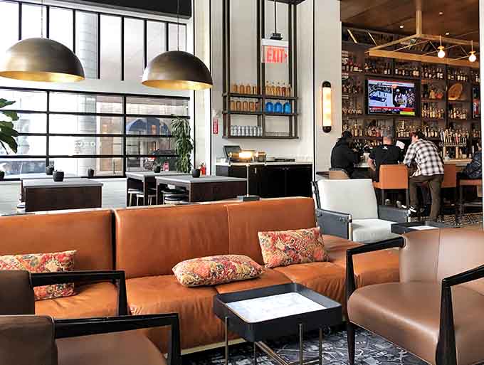 Comfortable lounge seating invites you to settle in with drinks before tackling the main event.