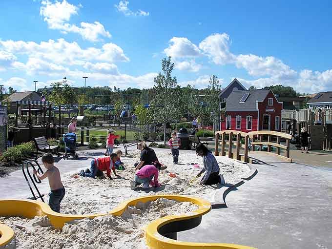 Sand play areas bring beach vibes to landlocked Ohio, minus the sunburn and seagulls.
