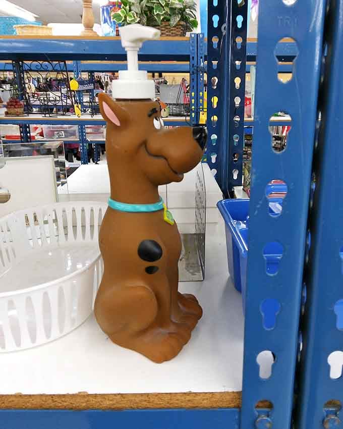 Even quirky finds like this cheerful dispenser prove that thrift stores hide unexpected gems in every corner.