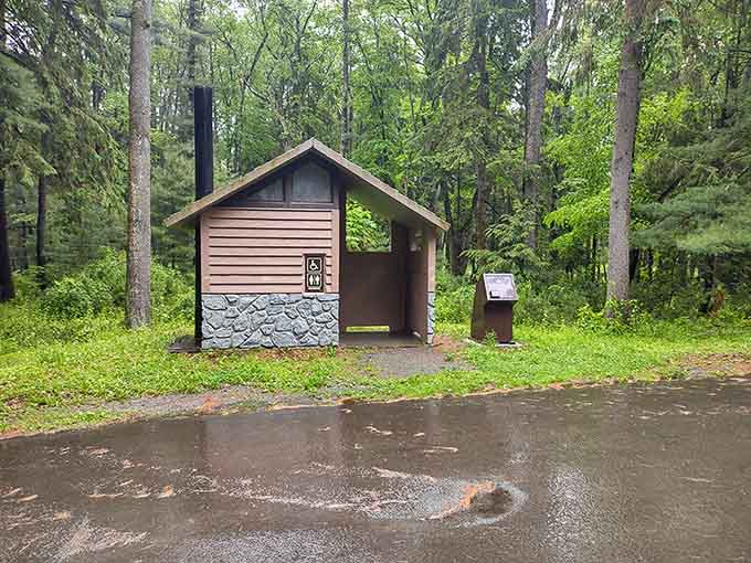 Clean facilities tucked tastefully into the woods show that nature and convenience can actually coexist peacefully.