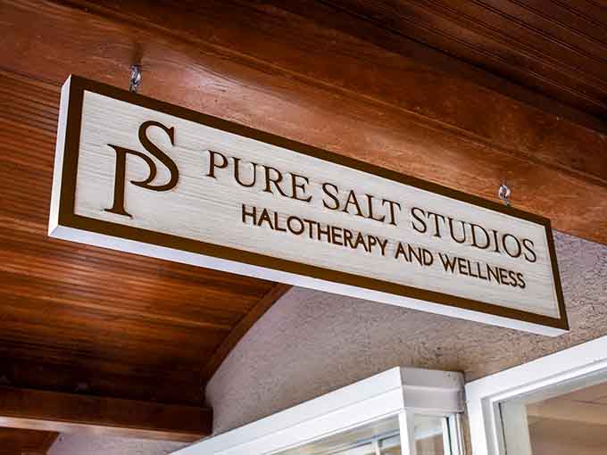 The Pure Salt Studios sign overhead announces you've arrived at Hilton Head's answer to ancient European salt cave traditions.