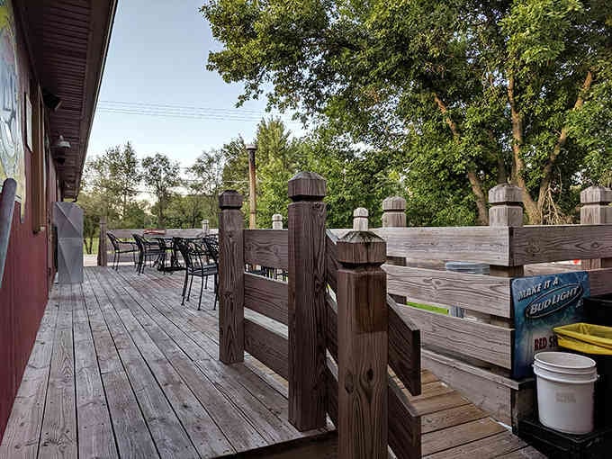 That spacious deck offers the perfect spot to enjoy your barbecue while watching small-town life unfold around you peacefully.