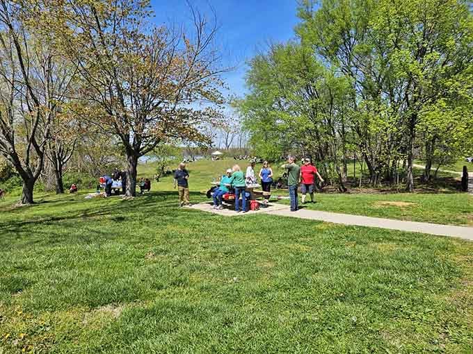 Families gather on the lawn, proving that sometimes the best moments happen in the most unexpected places.