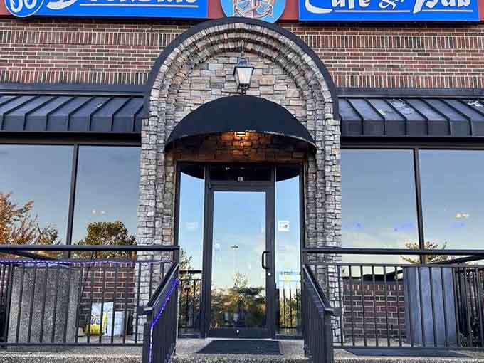 That stone archway entrance frames your journey from hungry visitor to satisfied customer in just a few steps.