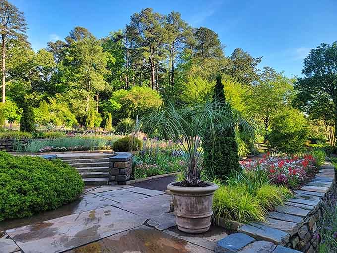 Terraced gardens cascade down the hillside, each level revealing another reason to slow down and stare.