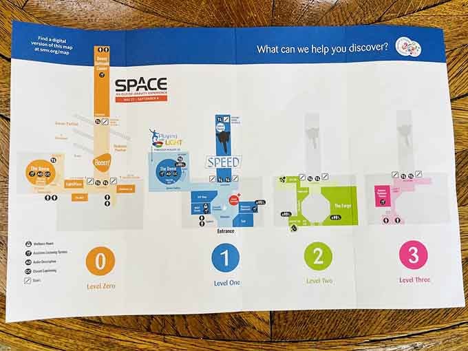 Color-coded museum maps guide your journey through discovery, because getting lost in science isn't always productive.