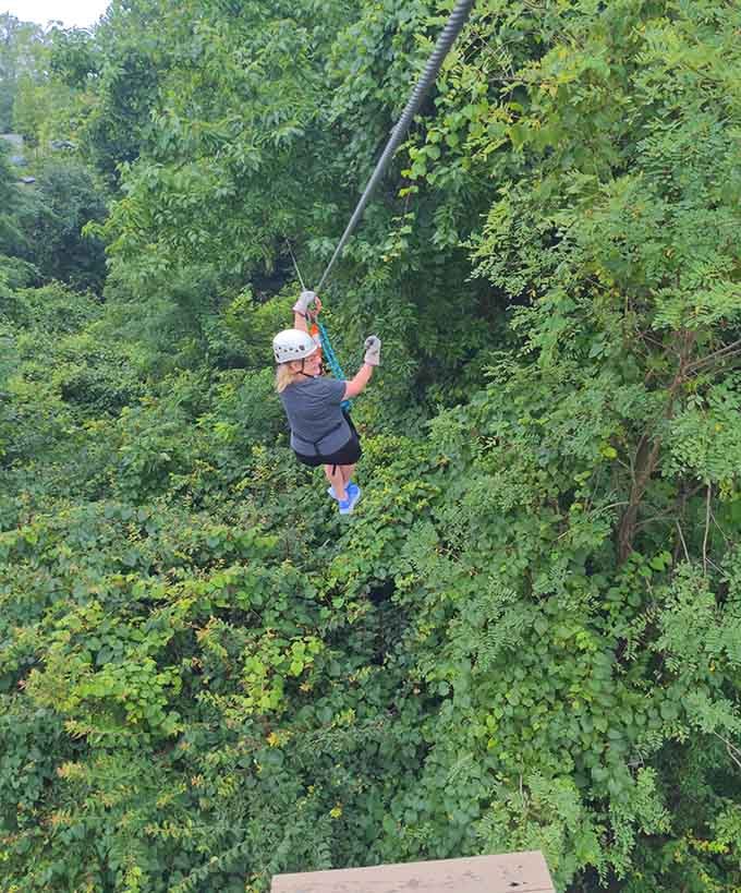 Gliding through nature's cathedral, where the only soundtrack you need is wind and your own delighted laughter.