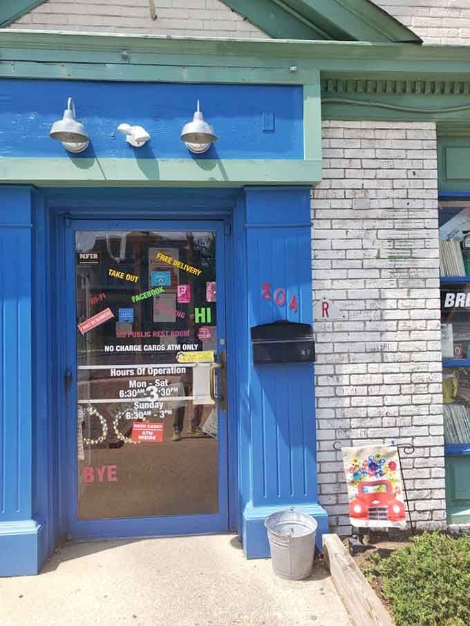 That bright blue door welcomes you into a world where breakfast rules and boring doesn't exist.