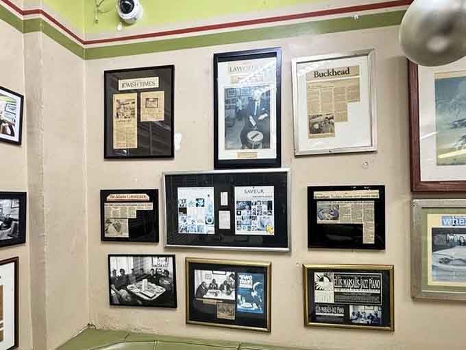 Newspaper clippings documenting decades of deliciousness, a paper trail of the Silver Skillet's legendary status.