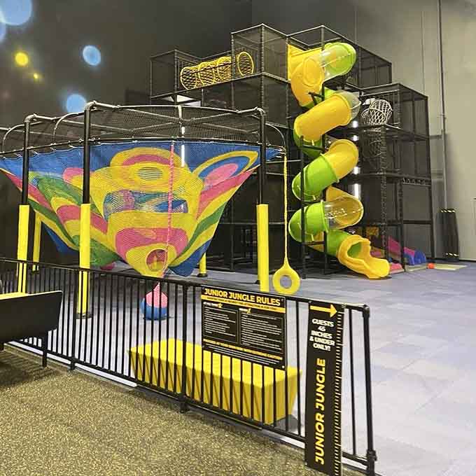This colorful jungle gym setup proves that indoor play areas have evolved far beyond the sad mall versions.