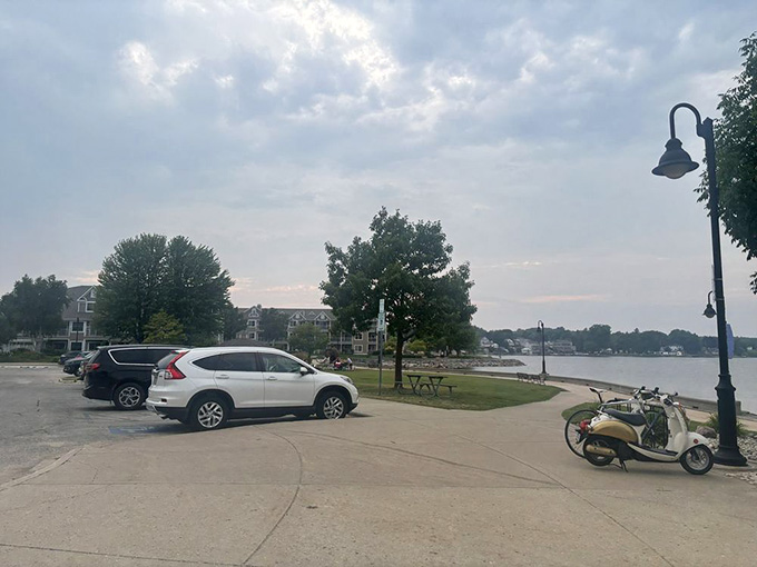 Prime waterfront parking means your journey from car to incredible Italian food takes mere seconds of precious time.