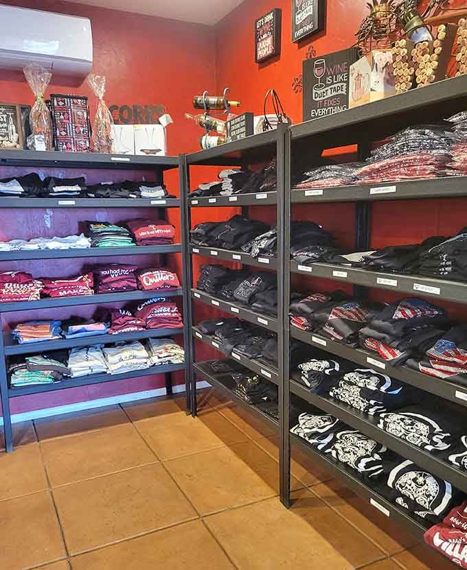 The merchandise section stocks everything wine-related, perfect for bringing home memories beyond just the bottles themselves.