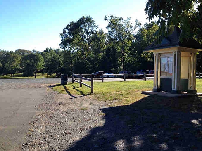 The parking area and information kiosk where your journey starts, modest and unpretentious like the preserve itself.