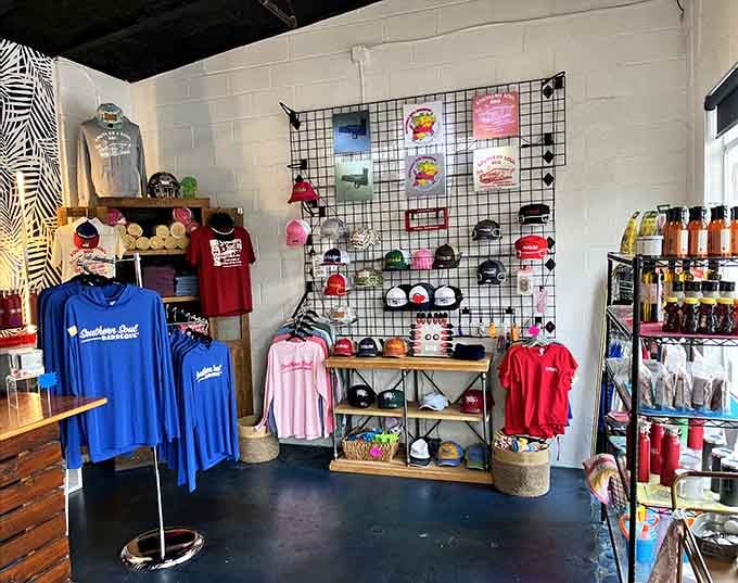 Grab some merch so you can tell everyone back home about your new favorite barbecue spot without saying words.