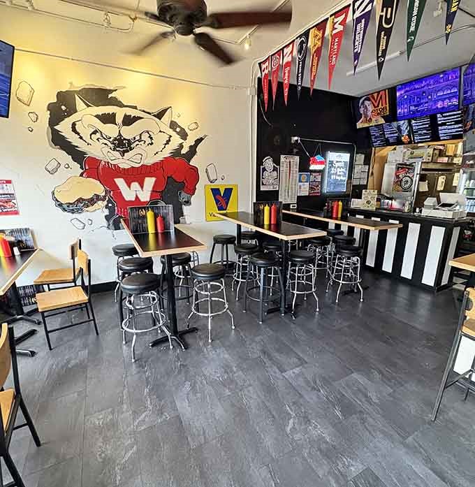 Bucky watches over diners like a delicious guardian angel, ensuring everyone leaves happy and full.